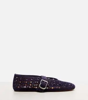 Alaïa Vienne Suede Ballet Flats - Purple