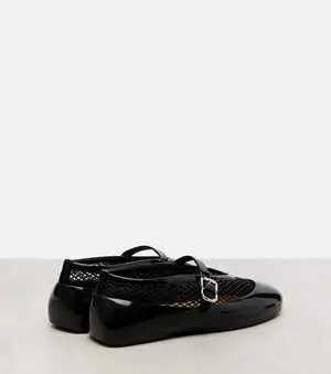 Alaïa Leather-trimmed Fishnet Ballet Flats - Black