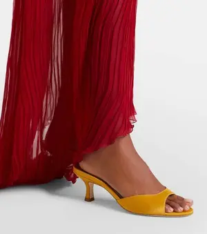 Staud Brigitte Leather-trimmed Mules - Yellow