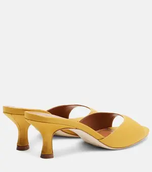Staud Brigitte Leather-trimmed Mules - Yellow