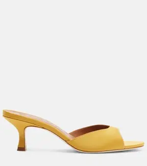 Staud Brigitte Leather-trimmed Mules - Yellow
