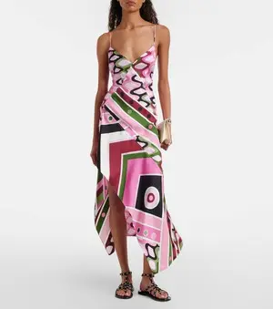 Emilio Pucci Printed Silk Satin Midi Dress