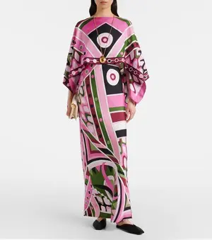Emilio Pucci Printed Layered Silk Satin Maxi Dress