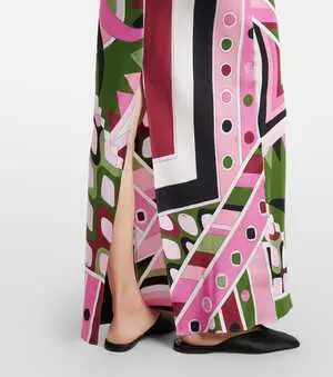 Emilio Pucci Printed Layered Silk Satin Maxi Dress