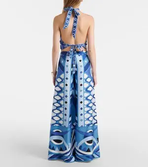 Emilio Pucci Vivara High-rise Silk Wide-leg Pants - Blue