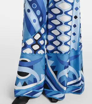 Emilio Pucci Vivara High-rise Silk Wide-leg Pants - Blue