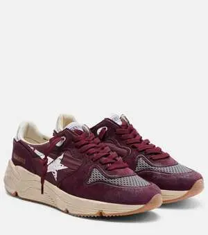 GOLDEN GOOSE Running Suede-trimmed Sneakers - Burgundy