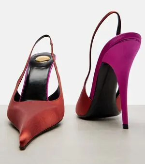 Saint Laurent Deroche Crêpe Satin Slingback Pumps - Red
