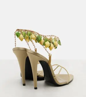 Saint Laurent Mon Chéri Embellished Suede Sandals