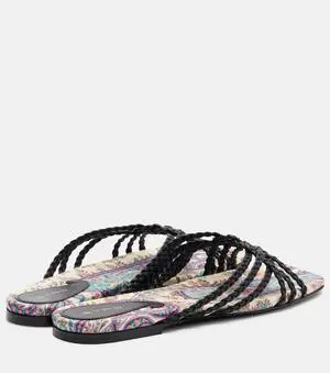 Etro Canvas-trimmed Printed Leather Slides