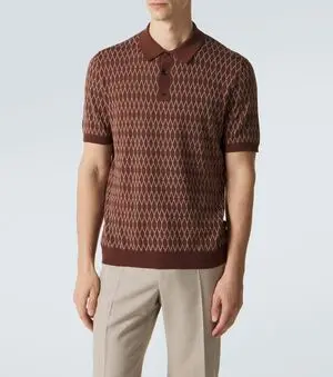 SLOWEAR Cotton Jacquard Polo Shirt - Brown