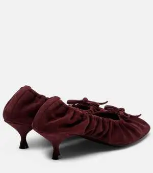 HERBERT LEVINE Gather Around Ruched Suede Pumps