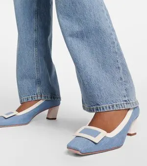ROGER VIVIER Belle Vivier 45 Canvas Pumps - Blue