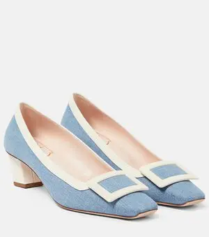 ROGER VIVIER Belle Vivier 45 Canvas Pumps - Blue
