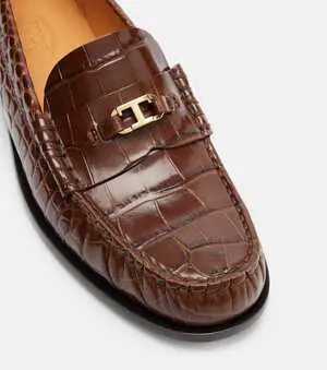 TOD'S T Timeless Croc-effect Leather Loafers