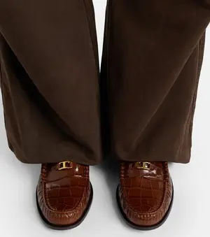 TOD'S T Timeless Croc-effect Leather Loafers