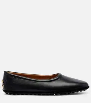 TOD'S Studded Leather Ballet Flats