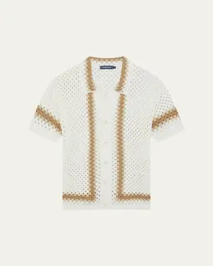 Frescobol Carioca Marques Cotton Crochet Camp Shirt - Ivory