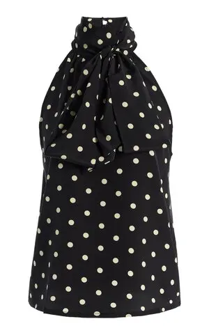 Françoise Susan Polka-dot Silk Tie-neck Top