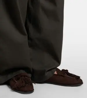 AQUAZZURA Freddie Fringed Suede Loafers - Brown