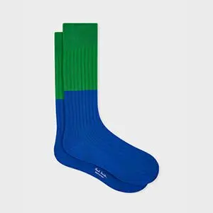 Paul Smith Ribbed Color Block Socks - Blue
