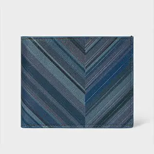 Paul Smith Chevron Leather Billfold Wallet - Blue