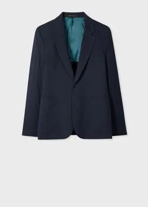 Paul Smith Navy Seersucker Cotton Check Buggy-lined Blazer