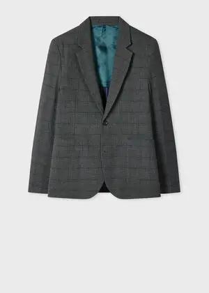 Paul Smith Grey Seersucker Cotton Check Buggy-lined Blazer