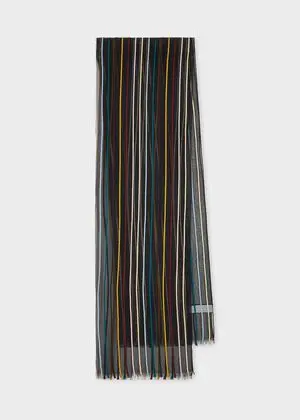 Paul Smith Sheer 'signature Stripe' Scarf - Black