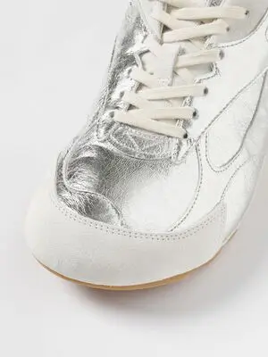 Bottega Veneta Metallic Leather Sneakers - Silver