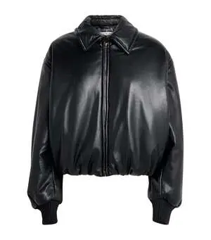 Acne Studios Faux Leather Bomber Jacket - Black