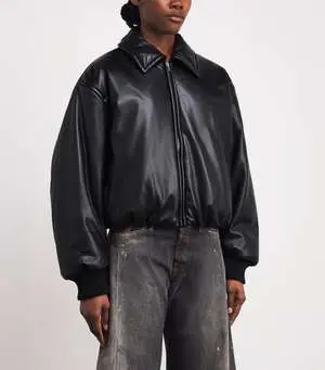 Acne Studios Faux Leather Bomber Jacket - Black