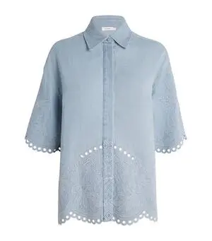 Zimmermann Denim Embroidered Daylight Shirt - Blue