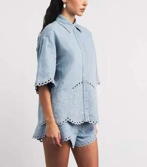 Zimmermann Denim Embroidered Daylight Shirt - Blue