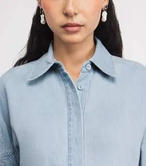 Zimmermann Denim Embroidered Daylight Shirt - Blue