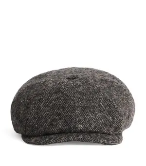 Stetson Virgin Wool Tweed Hatteras Flat Cap - Black