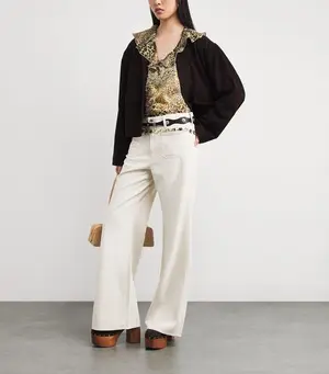 Etro Silk Leopard Ruffle-detail Blouse