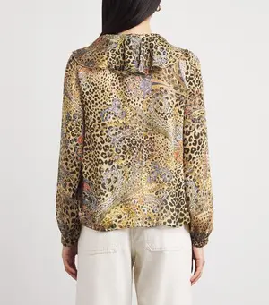 Etro Silk Leopard Ruffle-detail Blouse