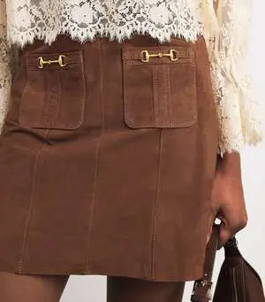 Rixo Wiley Mini Skirt - Brown