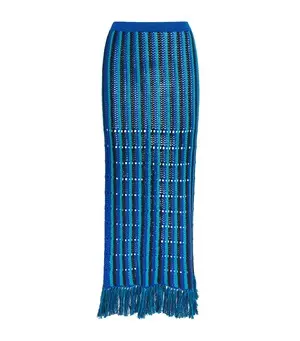 Escvdo Fringe Misti Maxi Skirt - Blue