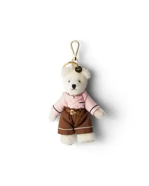 Prada Teddy Bear Keychain Charm - White