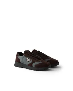 Prada Prax Suede And Re-nylon Sneakers - Brown