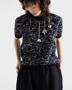 Prada Short-sleeved Wool Sweater With Pendants