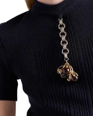 Prada Short-sleeved Wool Sweater With Pendant