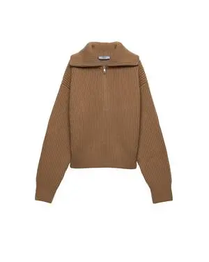 Prada Ribbed Knit Cashmere Sweater - Brown