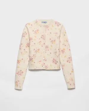 Prada Floral Print Wool Cardigan
