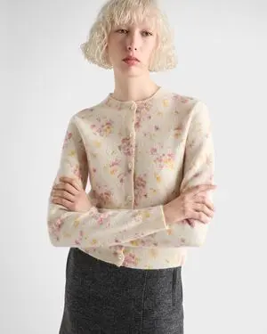 Prada Floral Print Wool Cardigan