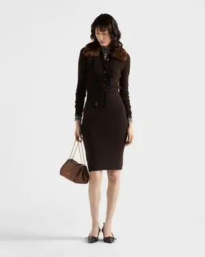Prada Openwork Cashmere Knit Skirt