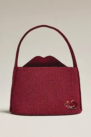 Maeve Beaded Icon Tote Bag - Lips