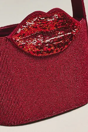 Maeve Beaded Icon Tote Bag - Lips